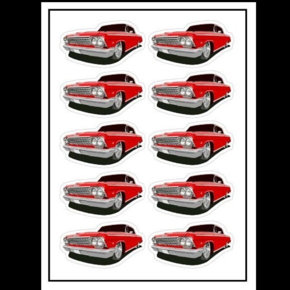 Design | 1962 Chevy Chevrolet Impala Red Laminated Stickers 852 | Poshmark